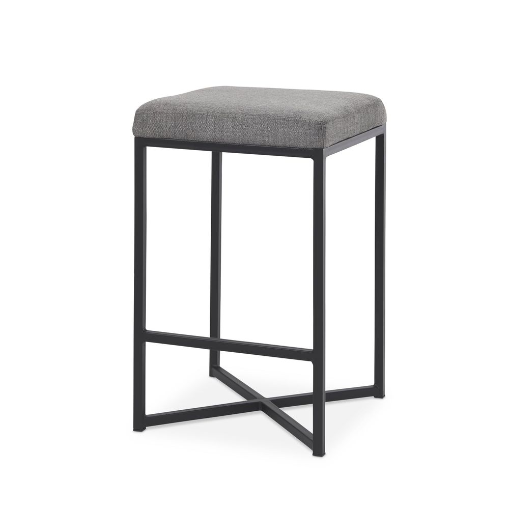 Quentin Gray Fabric | Black Iron | Counter Stool – France & Son