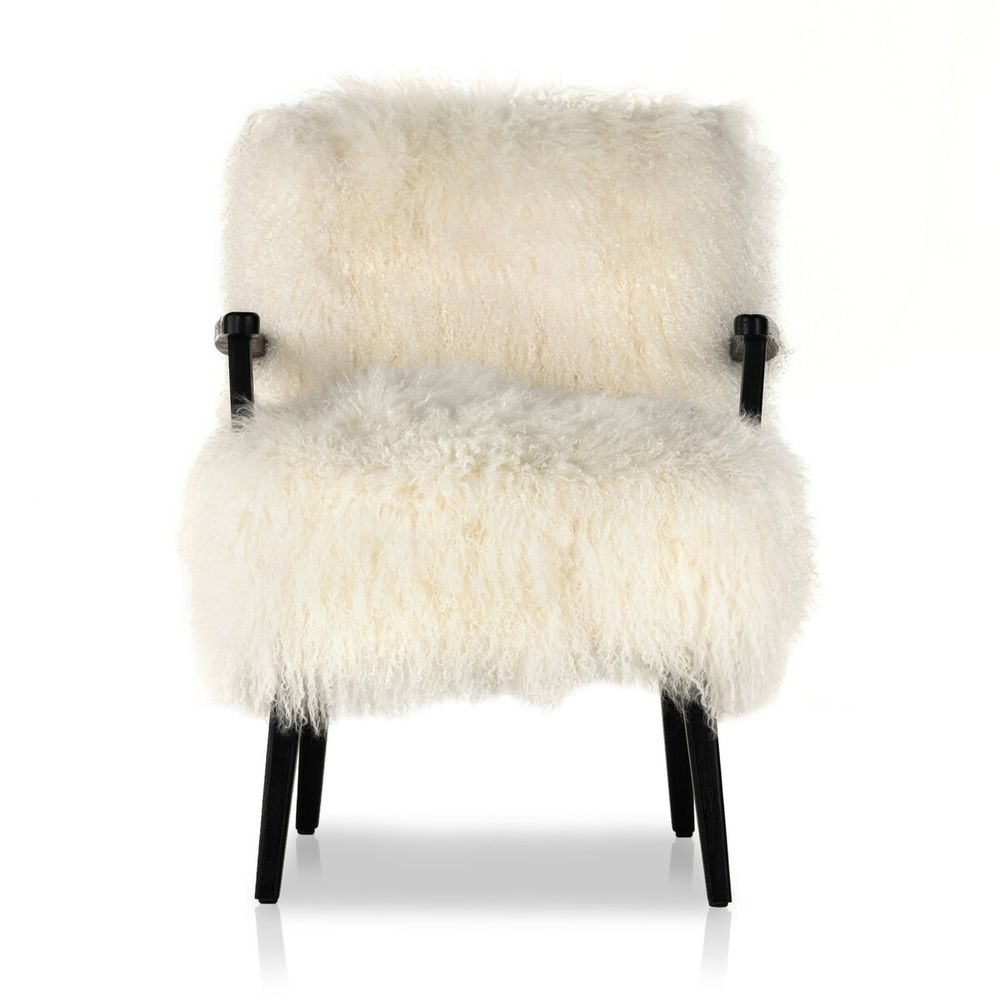 Freya Armchair - Drifted Matte Black - Mongolia Cream Fur – France & Son