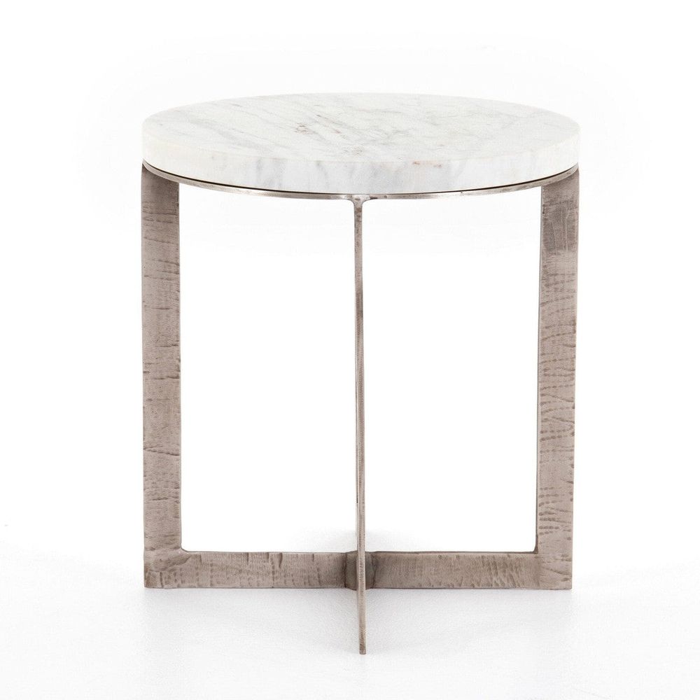 Riley Round Nightstand - Polished White Marble – France & Son