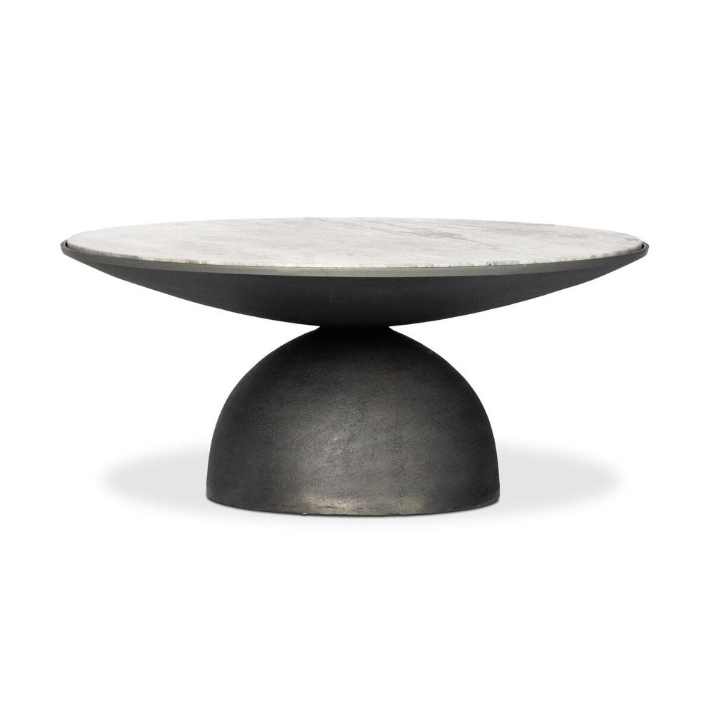 Solas Coffee Table -35" Hammered Grey + River Grey Marble – France & Son
