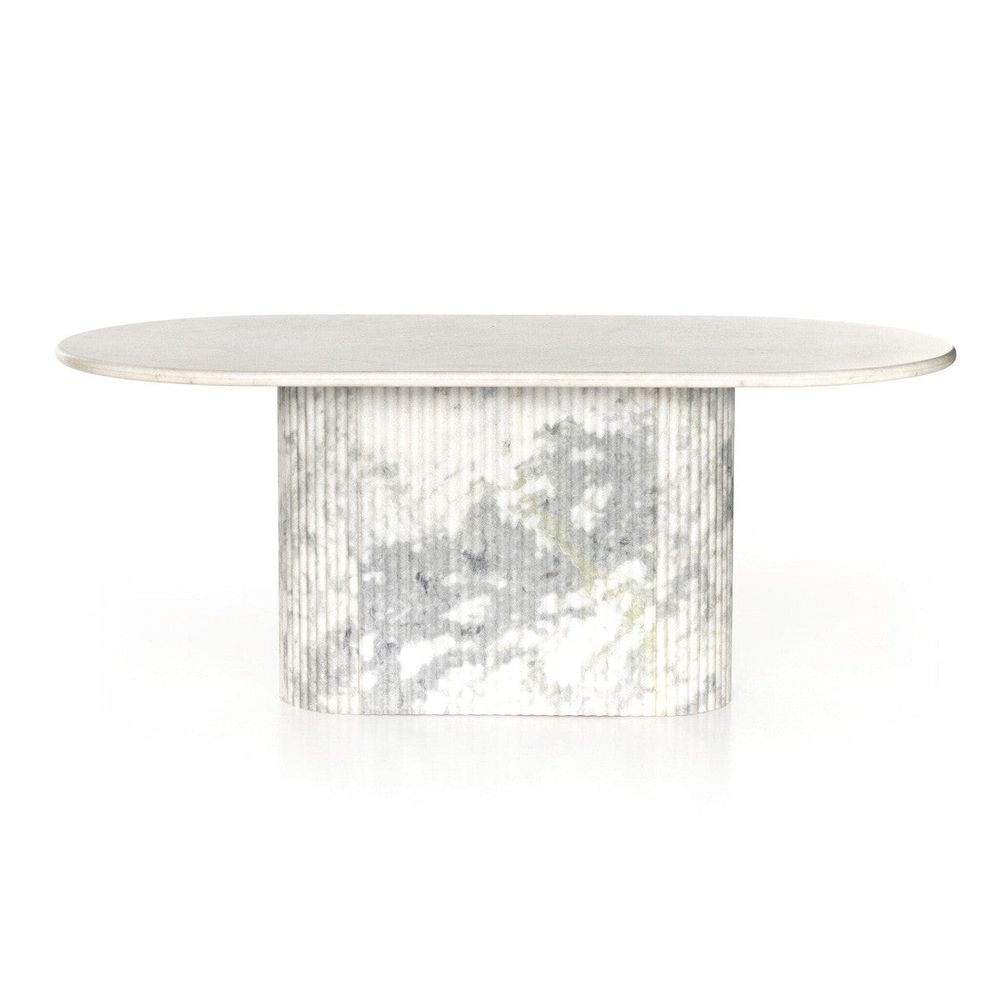 Bristol Fluted Marble Dining Table - Polished White – France & Son