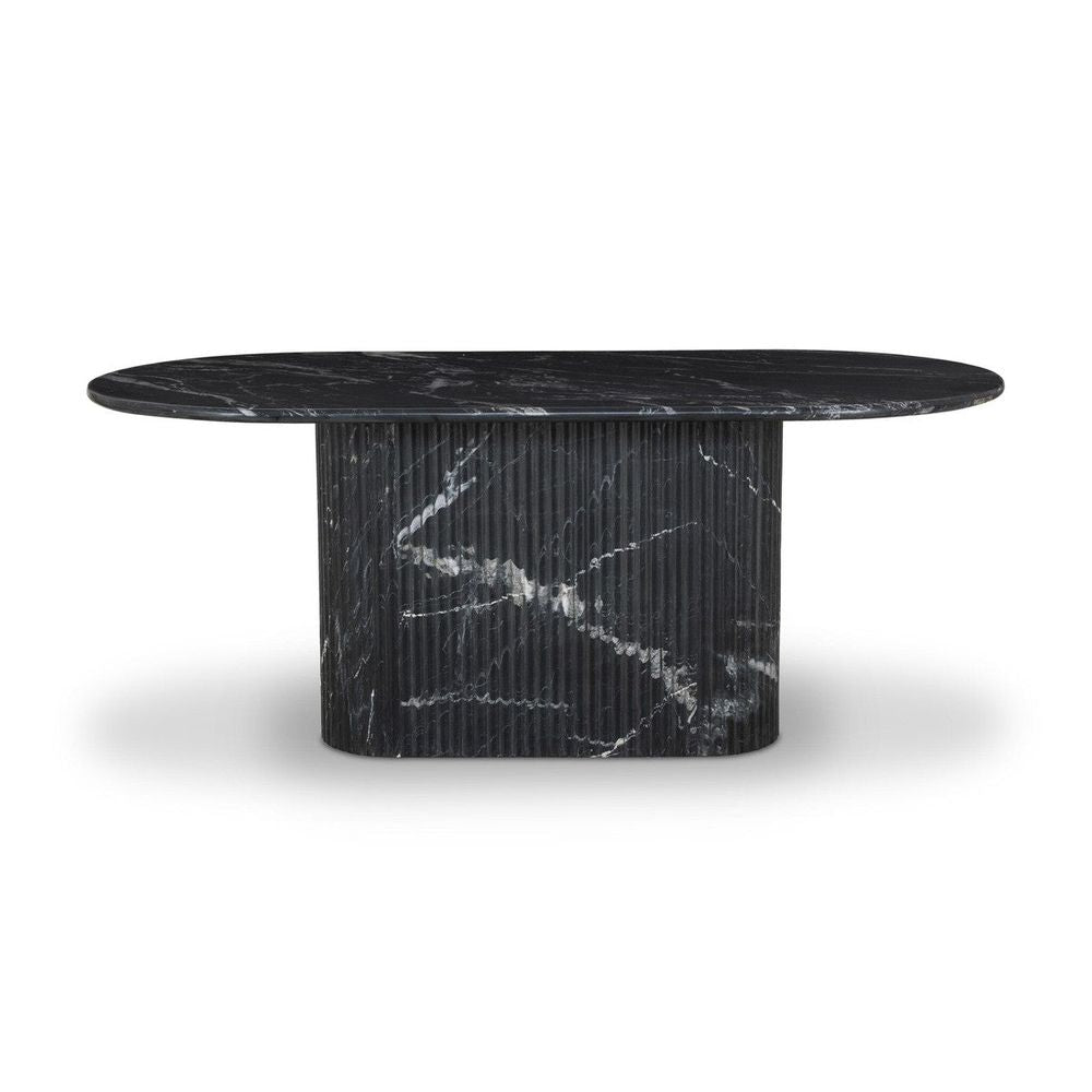 Bristol Fluted Marble Dining Table - Black – France & Son