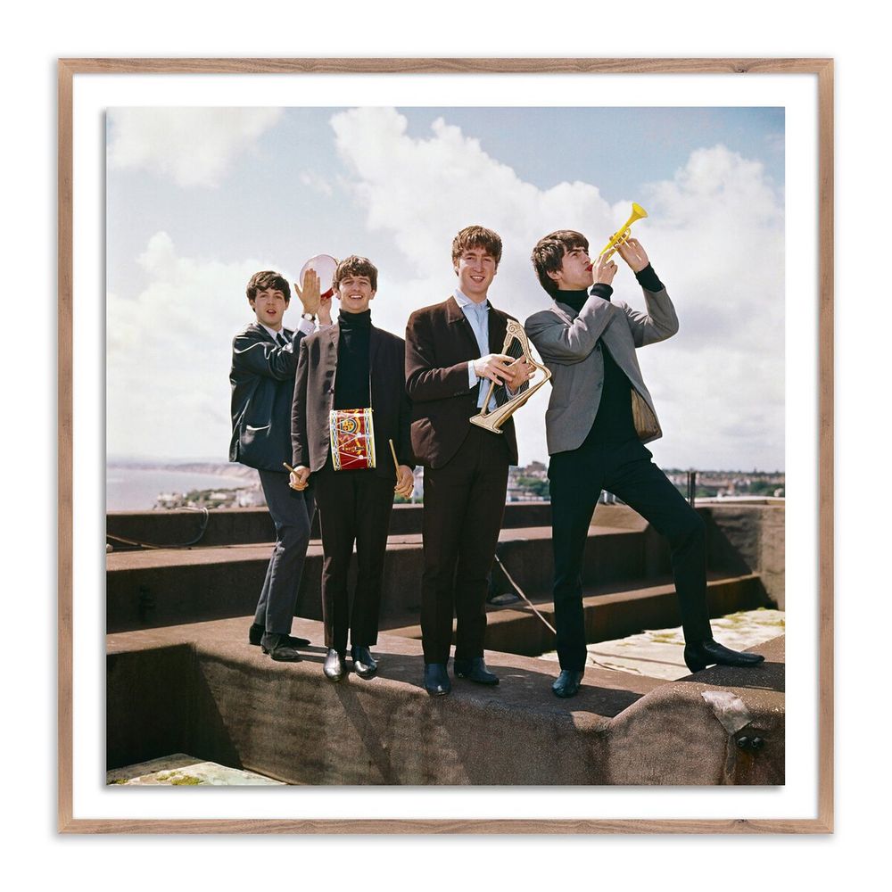 Beatles Portrait By Getty Images - 40"X40" - Rustic Walnut – France & Son