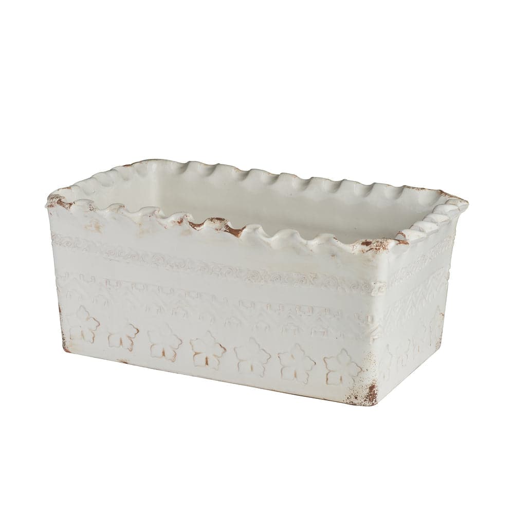 Puglia White Rectangle Planter, Scalloped – France & Son