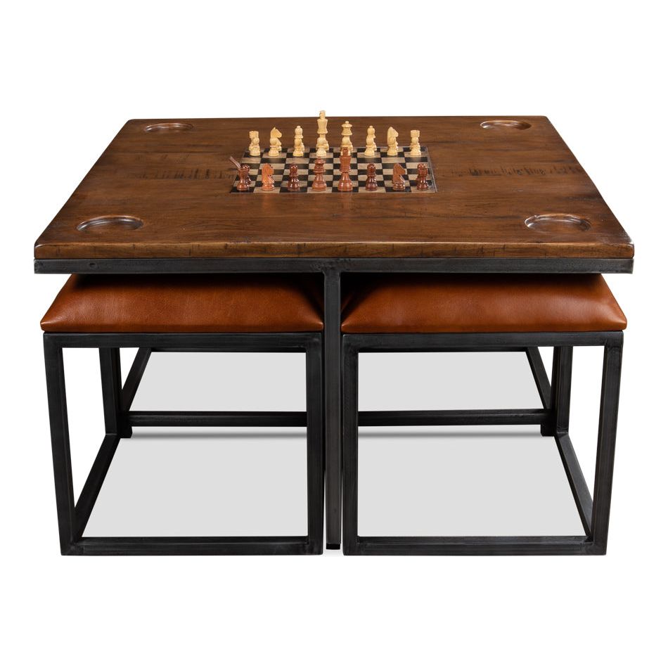 Low Game Table With Four Stools by SARREID Game Tables SARREID-25693 ...