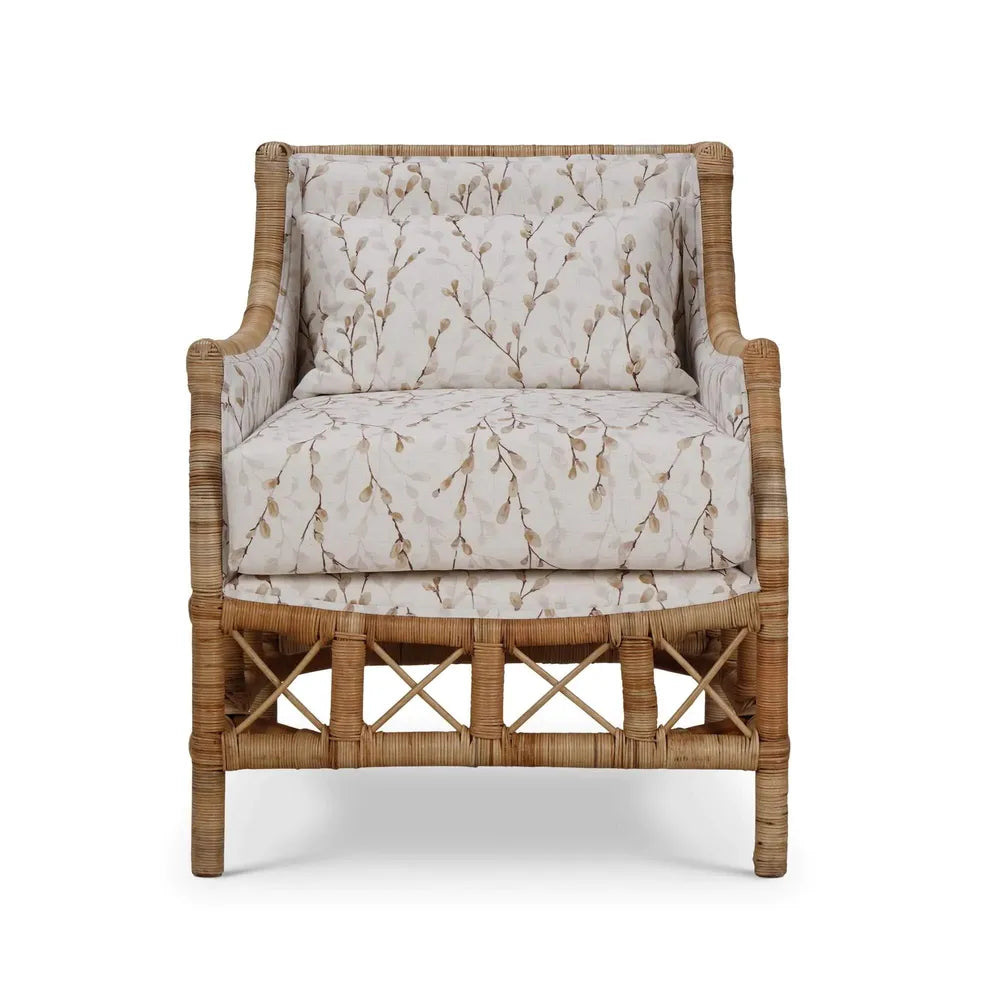 Rabana Rattan Chair in Natural Rattan Chair w/ Whisper Word Fabric cus ...