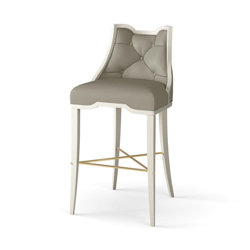 Logan Bar Stool-Antique White-Chesterfield Grey Leather – France & Son