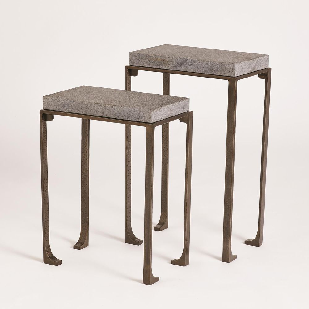 Zen Side Table w/Flamed Granite-Bronze-Lg – France & Son
