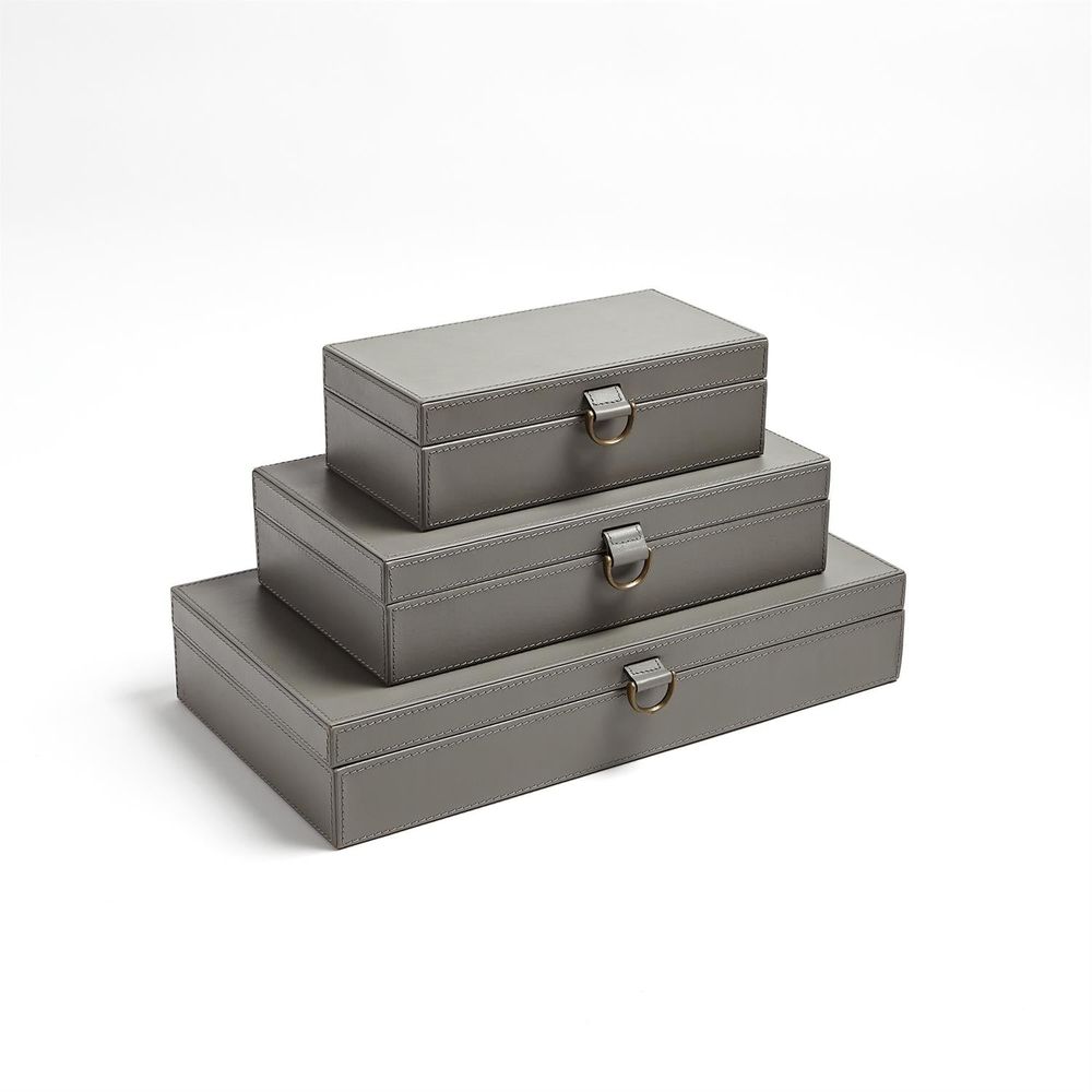 Marbled Leather D Ring Box-Dark Grey-Sm – France & Son
