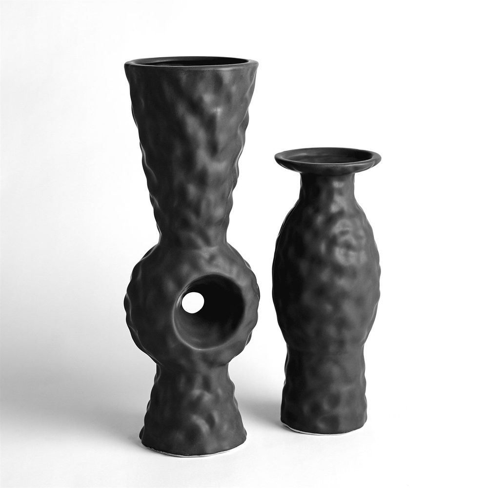 Volcanic Wide Lip Vase-Black Volcano – France & Son