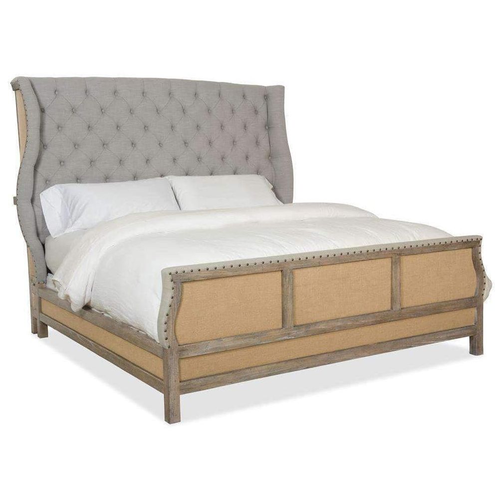 Shop The Louvre De-Constructed Upholstered Bed - Grey ["grey"] Beds ...
