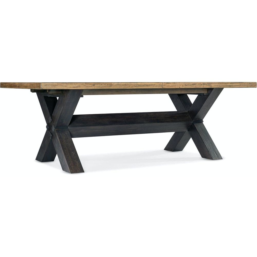 Shop The Montana Trestle Dining Table With Leaves - Black Natural ...
