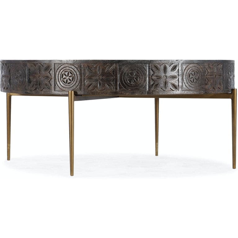 Shop The Engraved Round Cocktail Table - Brass Brown - Wood - Round ...