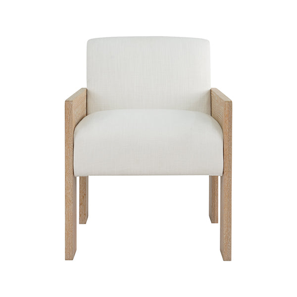 Astor Square Arm Accent Chair In Cerused Oak With Performance White Li ...