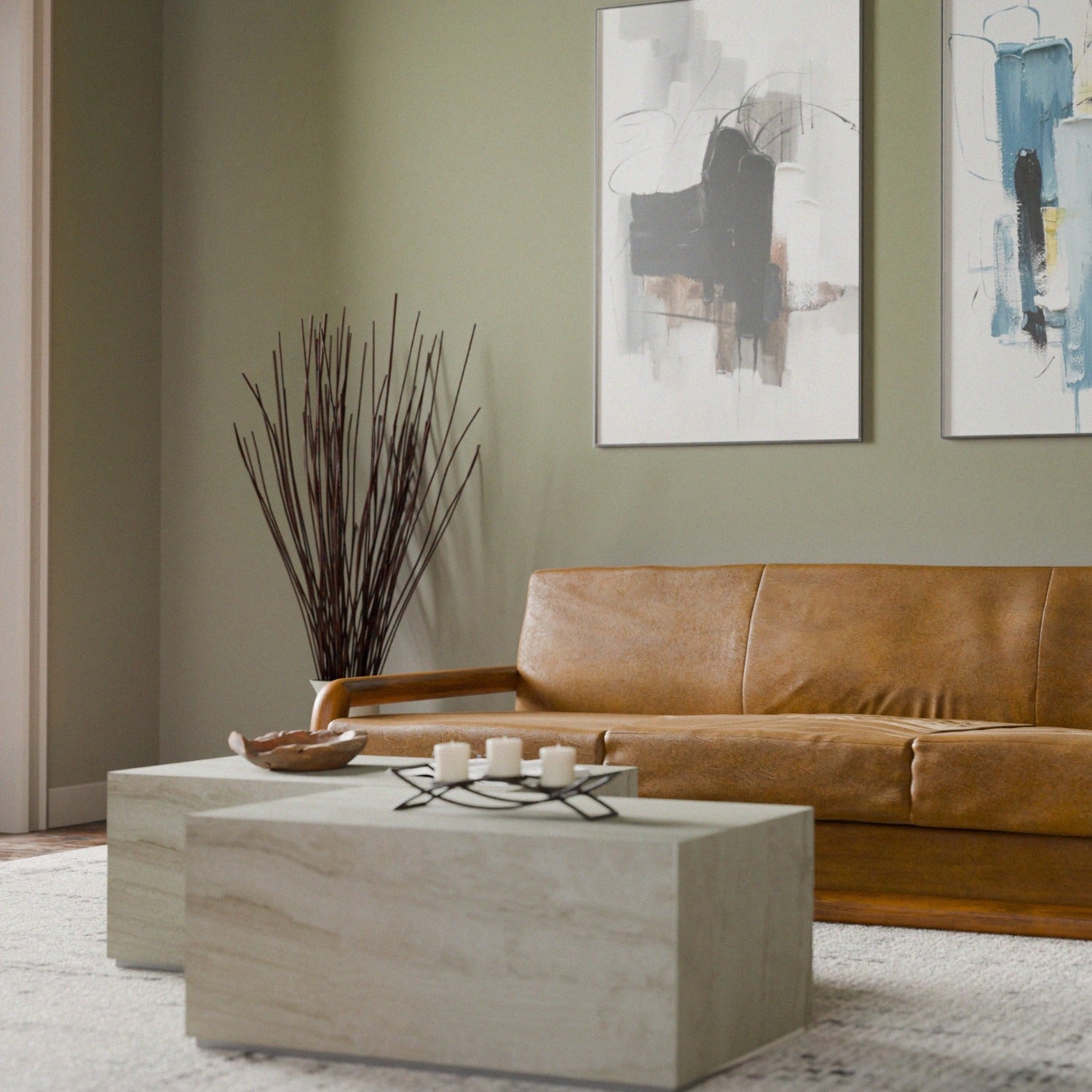 Travertine Monolith Rectangle Coffee Table France Son