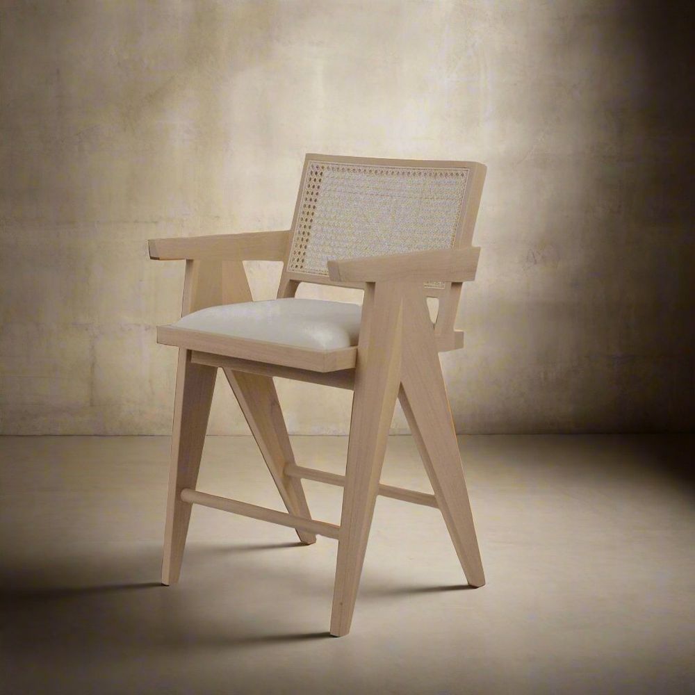 Jeanneret Bar + Counter Stool with Padded Seat – France & Son