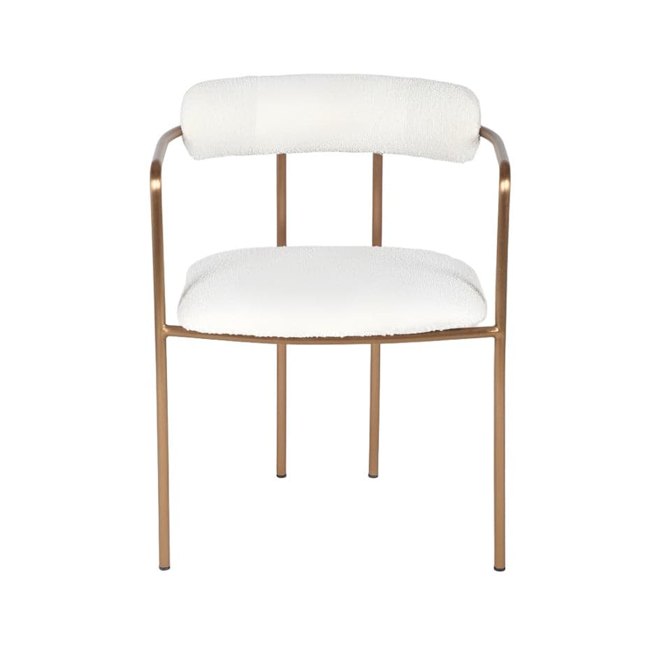 Jagger Dining Chair with White Boucle and Rose Gold Frame – France & Son