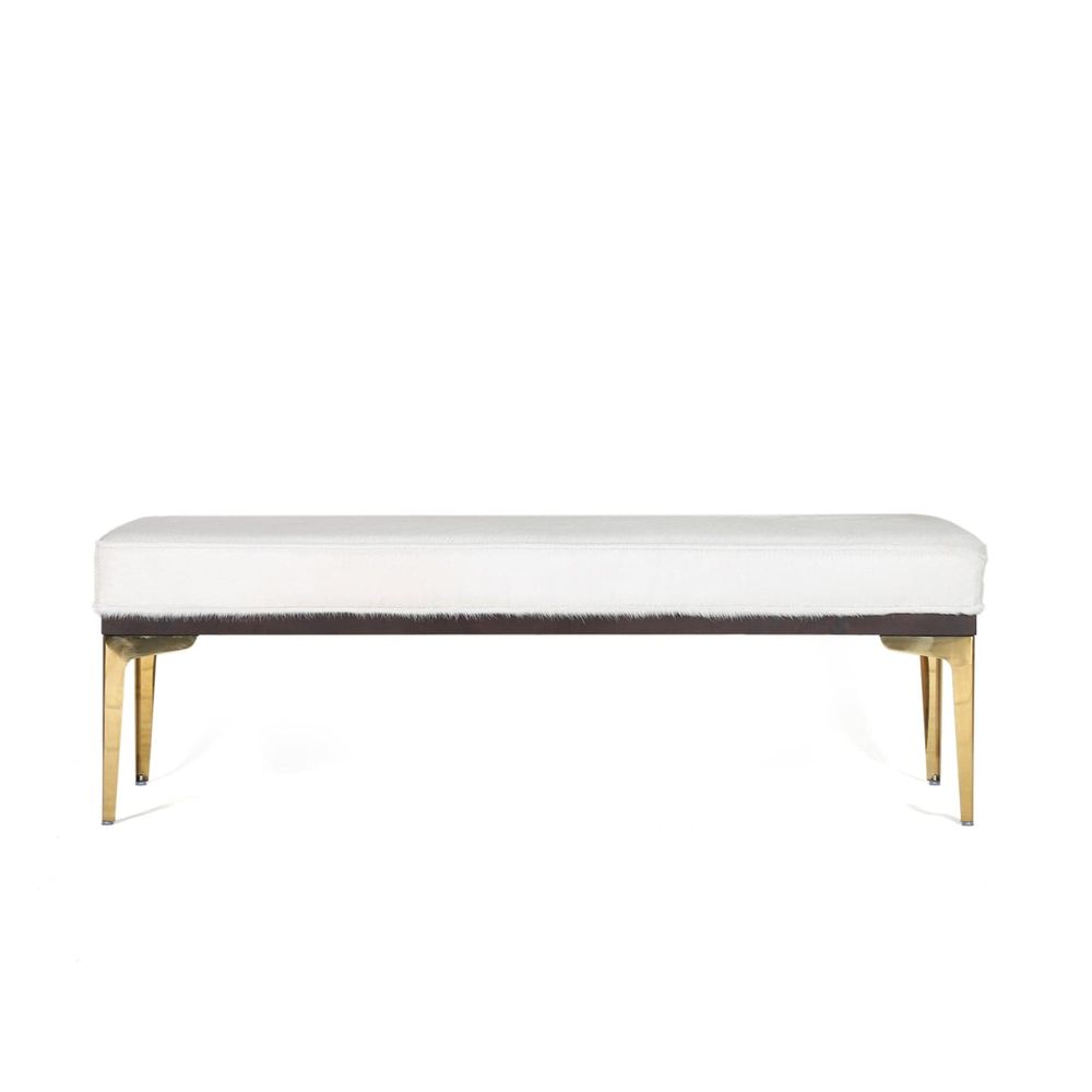Stiletto Hair on Hide Bench - 55" - White – France & Son
