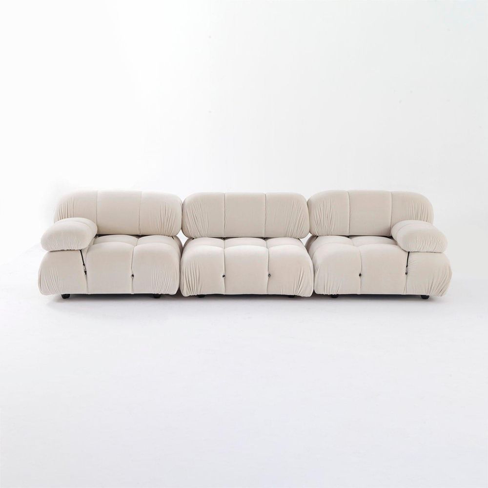Grappolo Modular Sectional Sofa Set - Ivory Velvet - Rental Price/Week ...