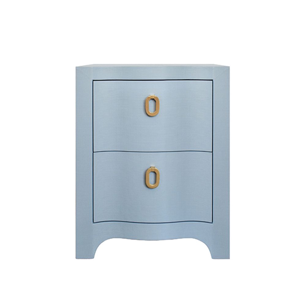 Helena Side Table With Two Drawers In Light Blue Textured Linen ...