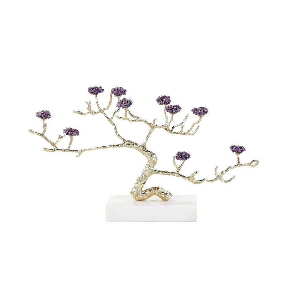 Crystal Canopy Sculpture On Marble Base, Brass – France & Son