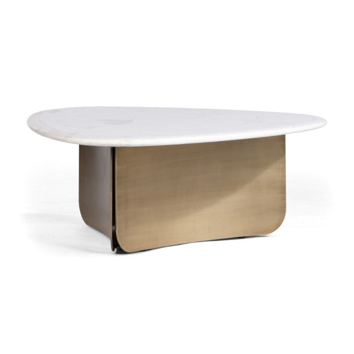 Pablo Triangle Marble Antique Brass Coffee Table – France & Son