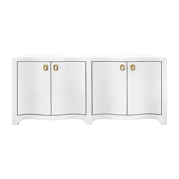 Miffy Curved Front Four Door Buffet In Textured White Linen – France & Son