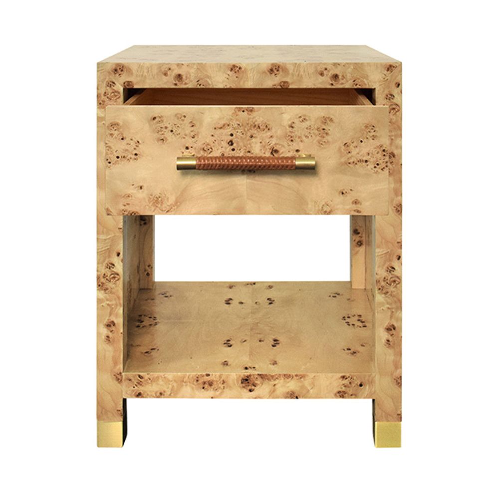 Pelham One Drawer Side Table In Burl Wood – France & Son