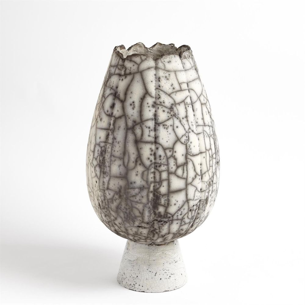 Crackled Footed Black Raku - Vase – France & Son