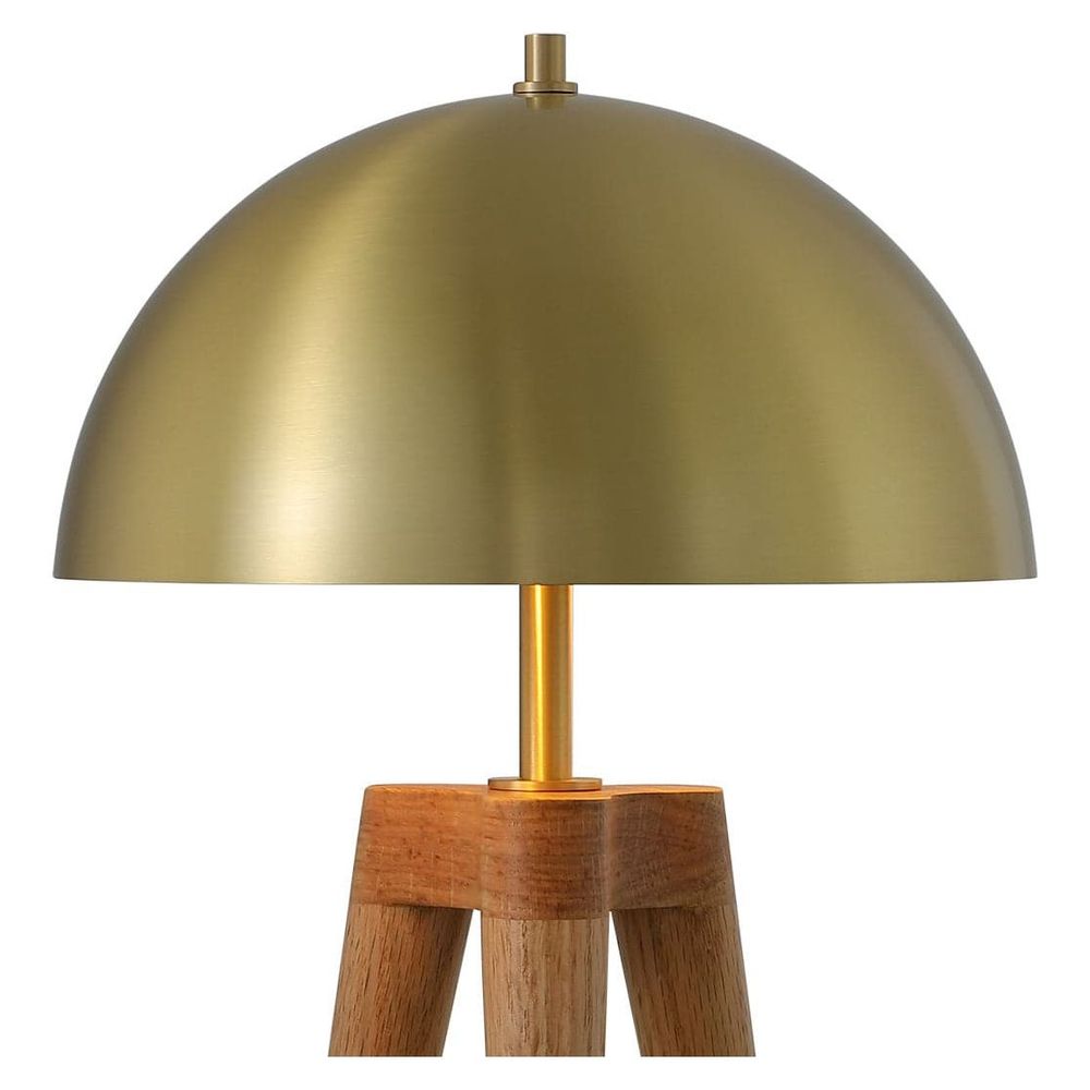 Brass Dome Table Lamp with Wooden Tripod Base – France & Son